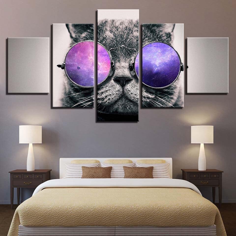 Tableau 5 Pièces Chat | Street Art Galerie